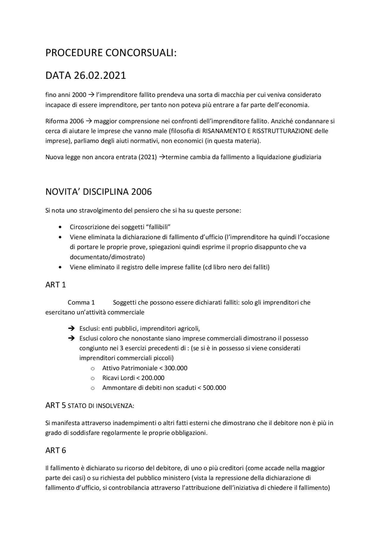 Procedure Concorsuali Docsity