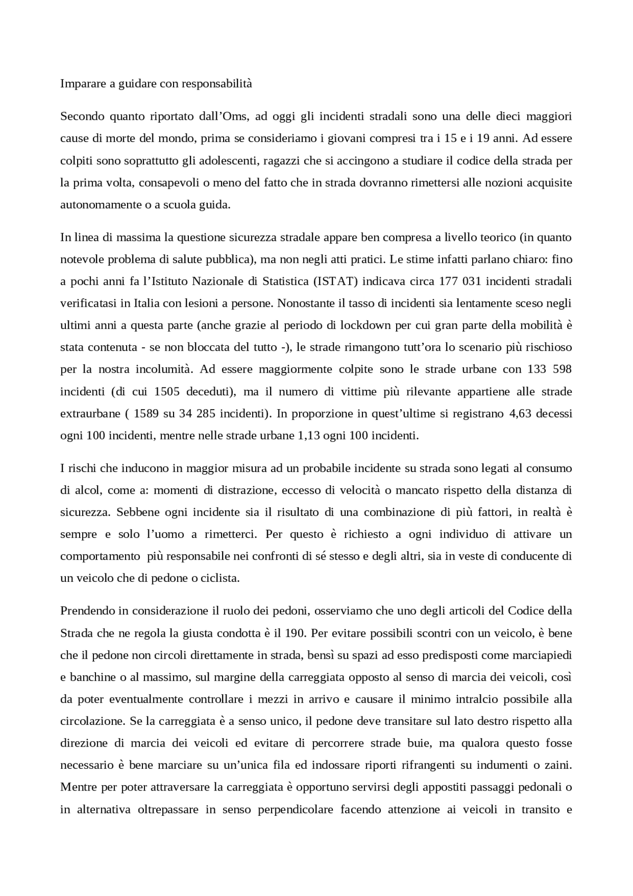 Il Codice Della Strada Docsity