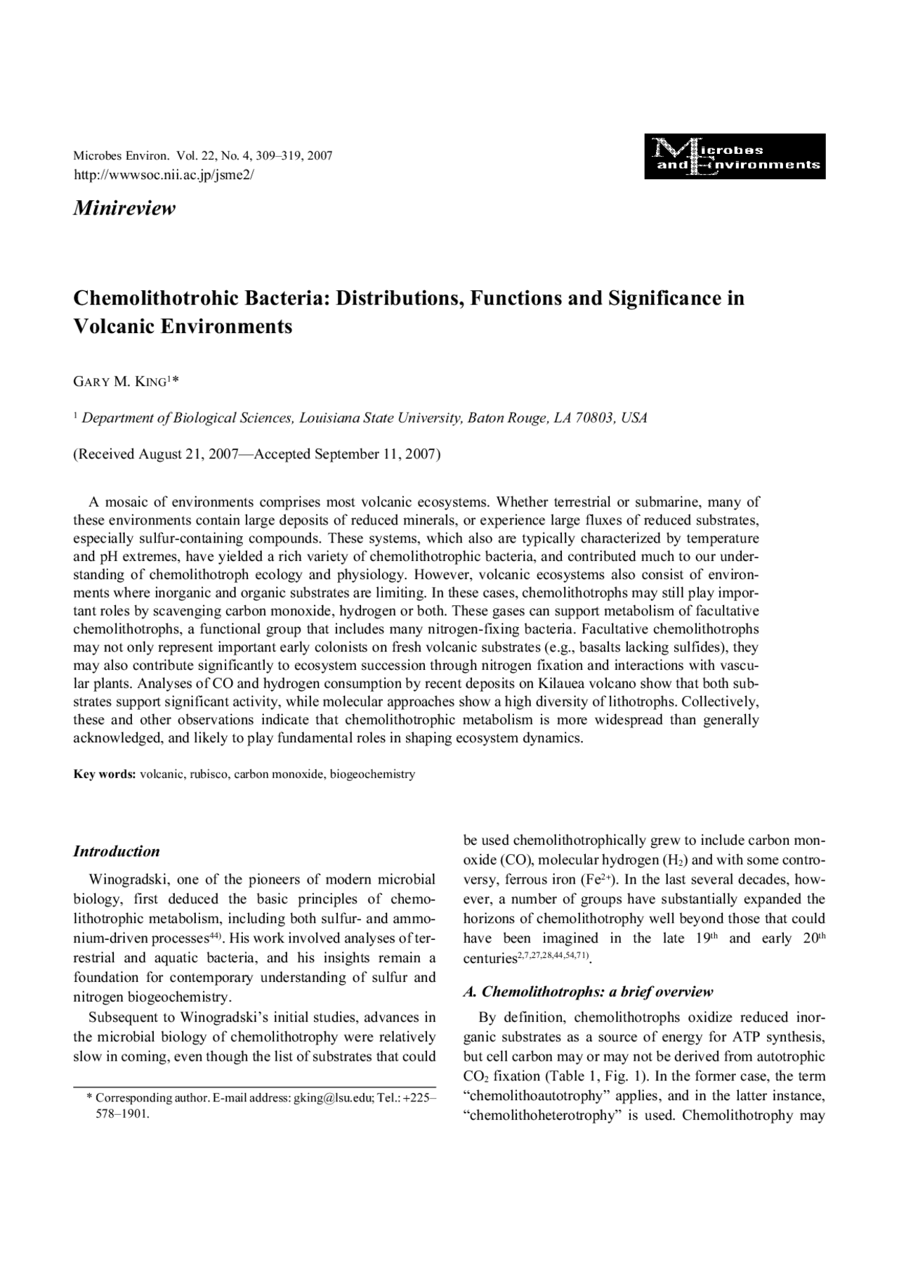 Chemolithotrophic Bacteria: Distributions, Functions and Significance ...