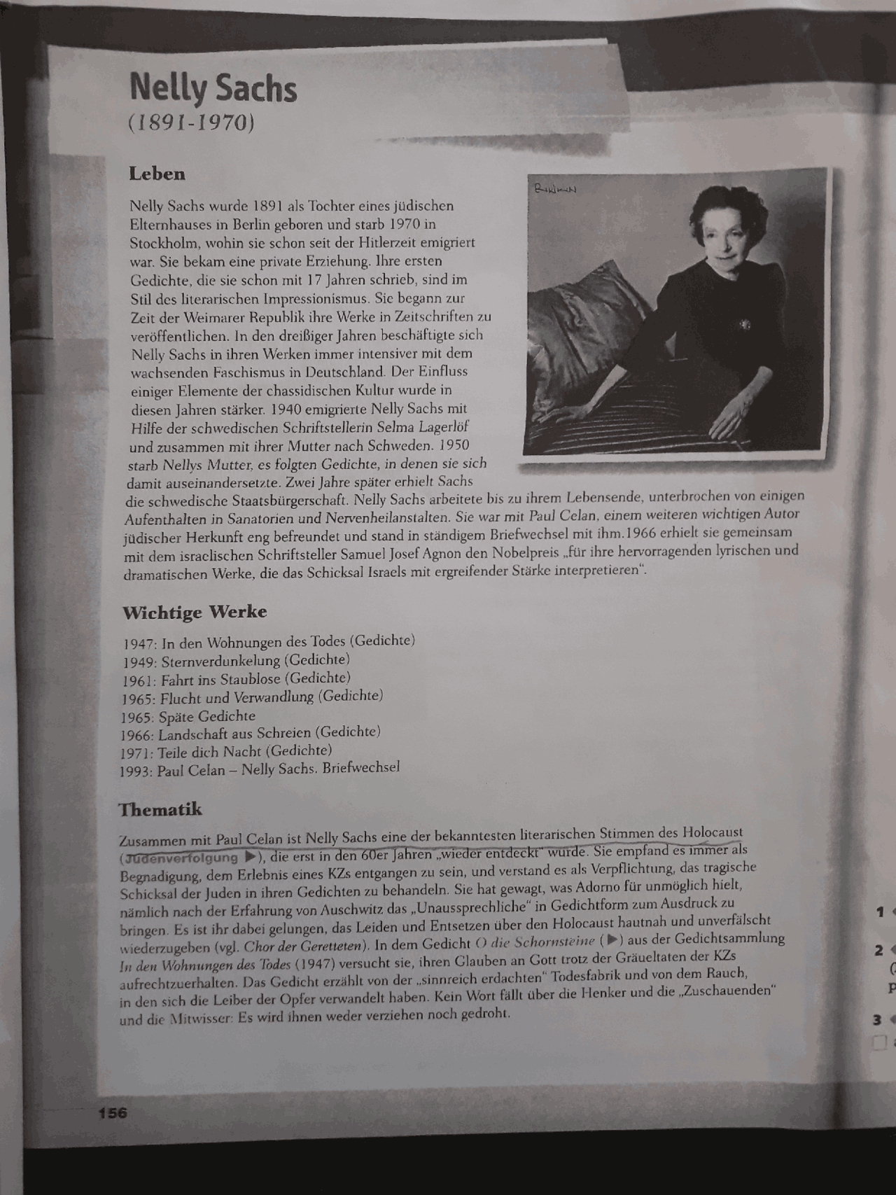 Nelly Sachs Riassunto In Tedesco Temi Di Tedesco Docsity