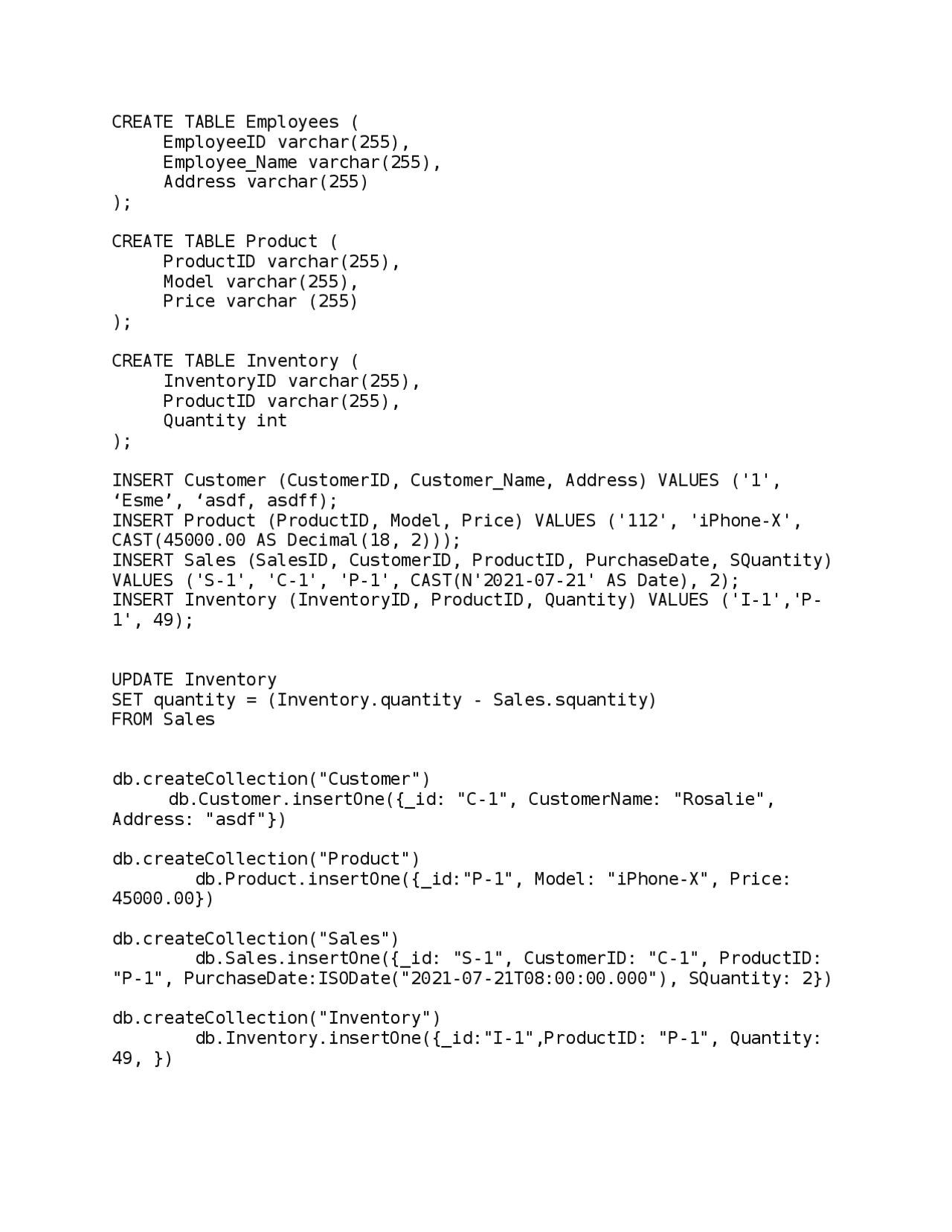 Create And Add Table At Sql Docsity