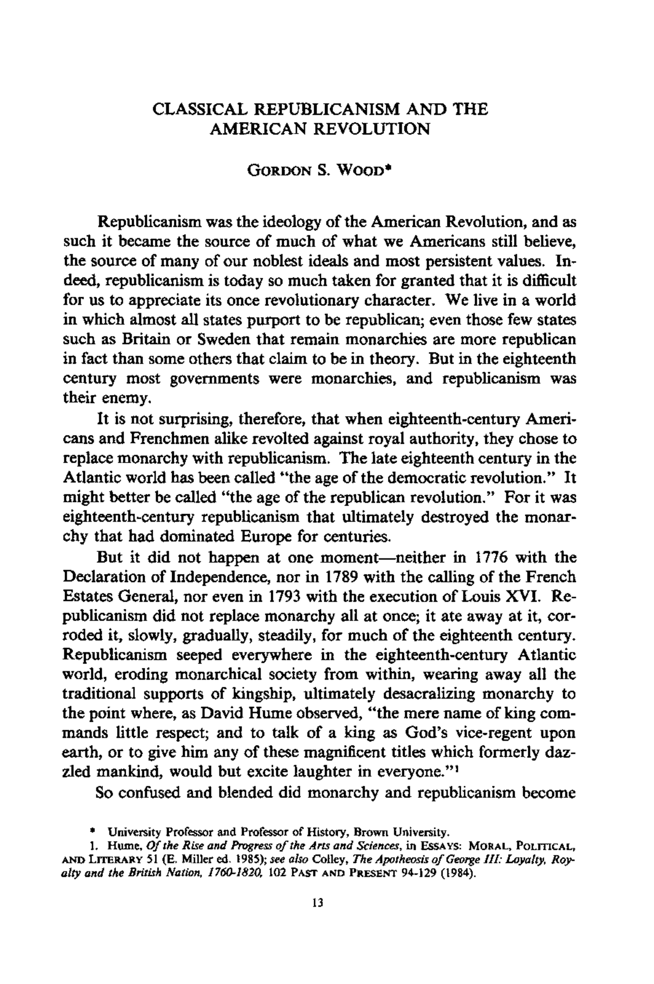 Classical Republicanism and the American Revolution - Docsity