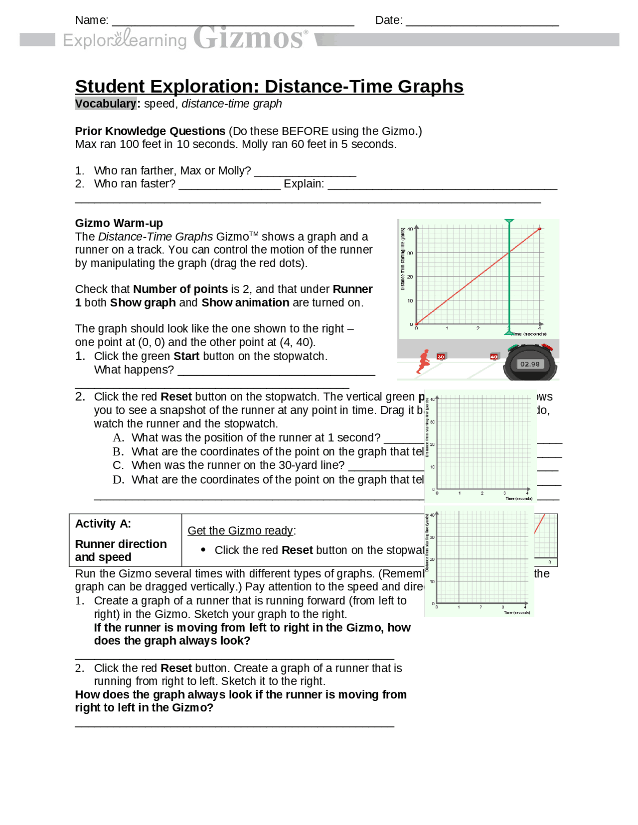Distance Time Graph Gizmo Quiz Answer Key GustavoGargiulo Free