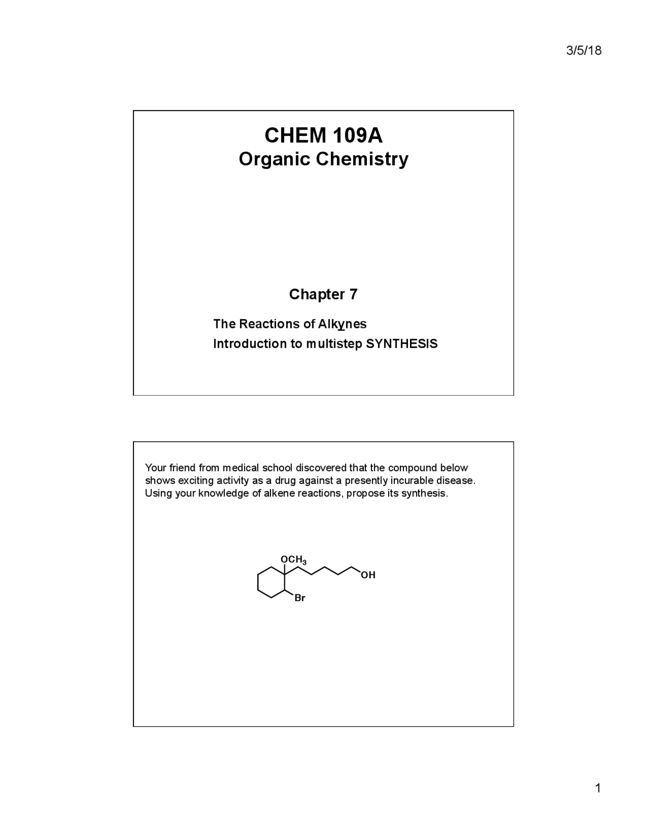 The Reactions Of Alkynes Introduction To Multistep Synthesis Docsity