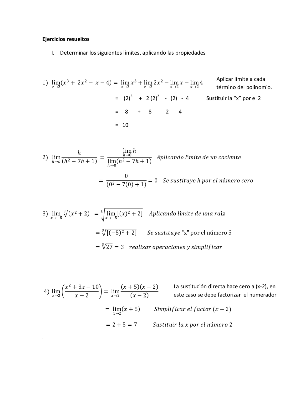 Ejercicios Limites Parte 1 Ejercicios De Matemáticas Docsity