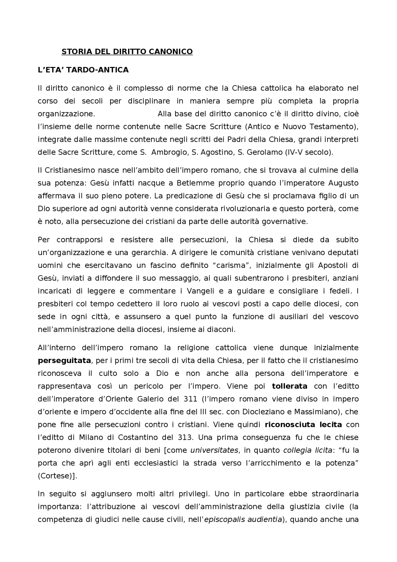 Storia Del Diritto Canonico Docsity