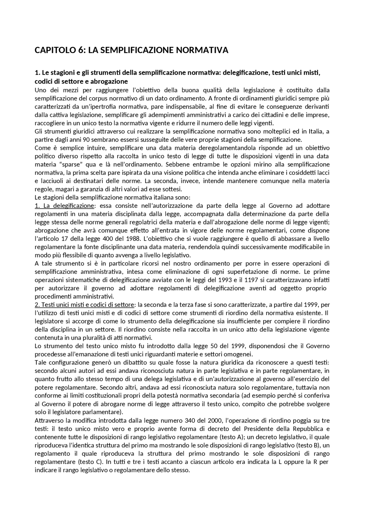 La semplificazione normativa - Docsity