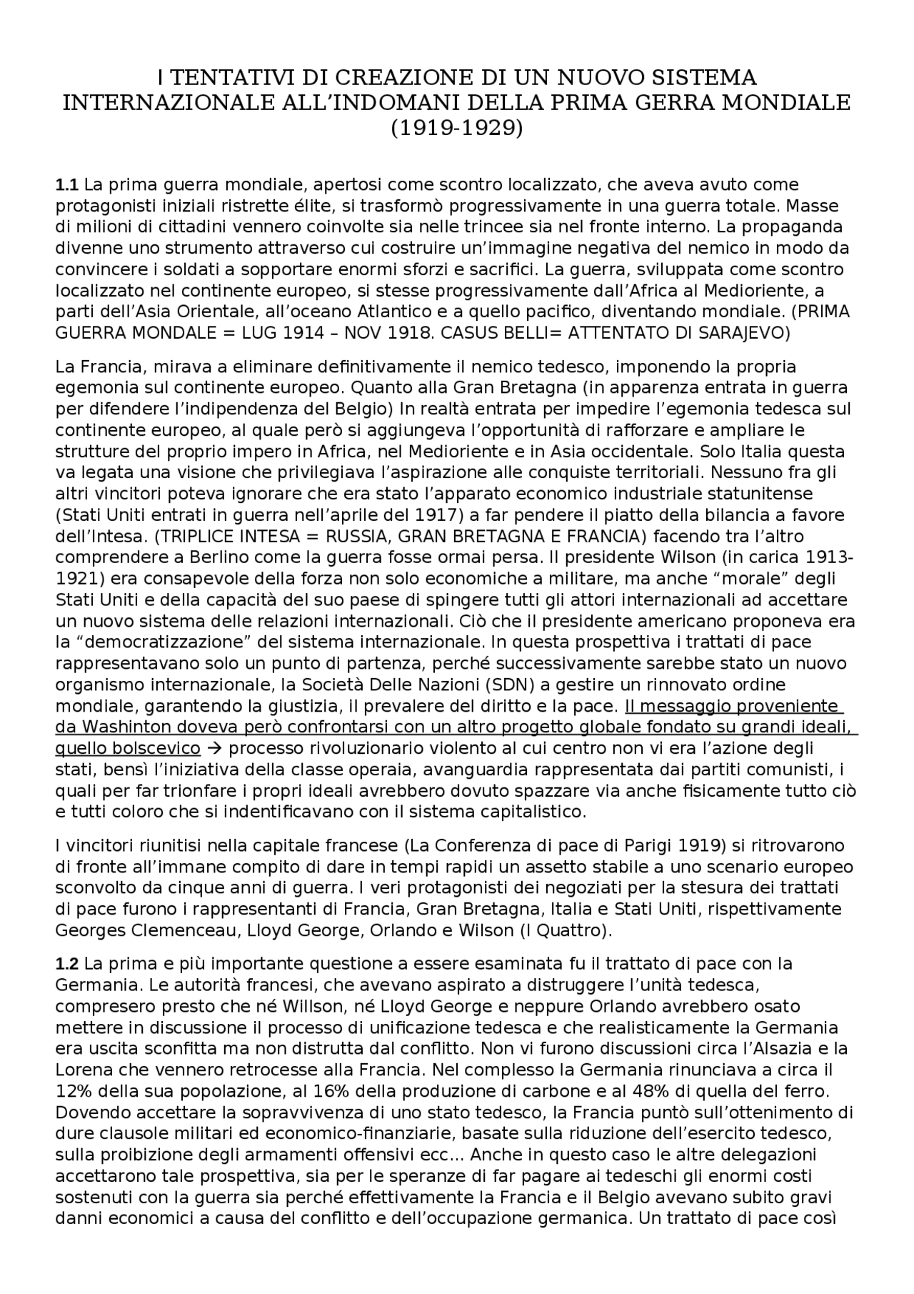 Storia Internazionale Varsori Appunti Di Storia Docsity