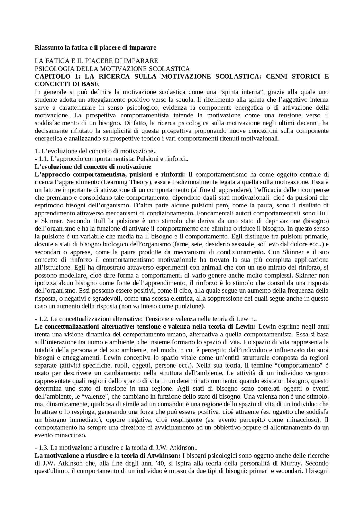 La Fatica E Il Piacere Di Imparare Docsity