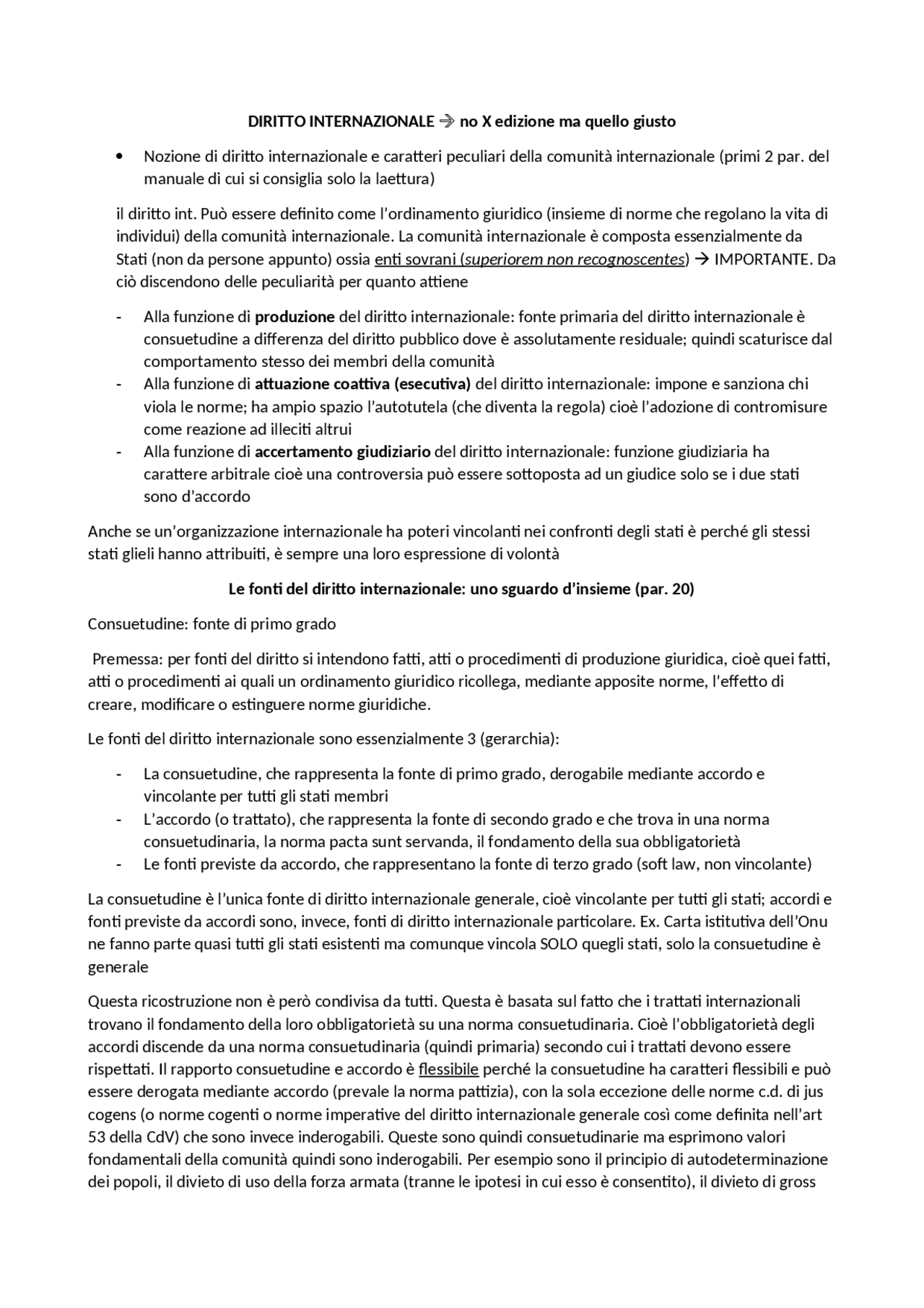 Diritto Internazionale Prof Santini Docsity