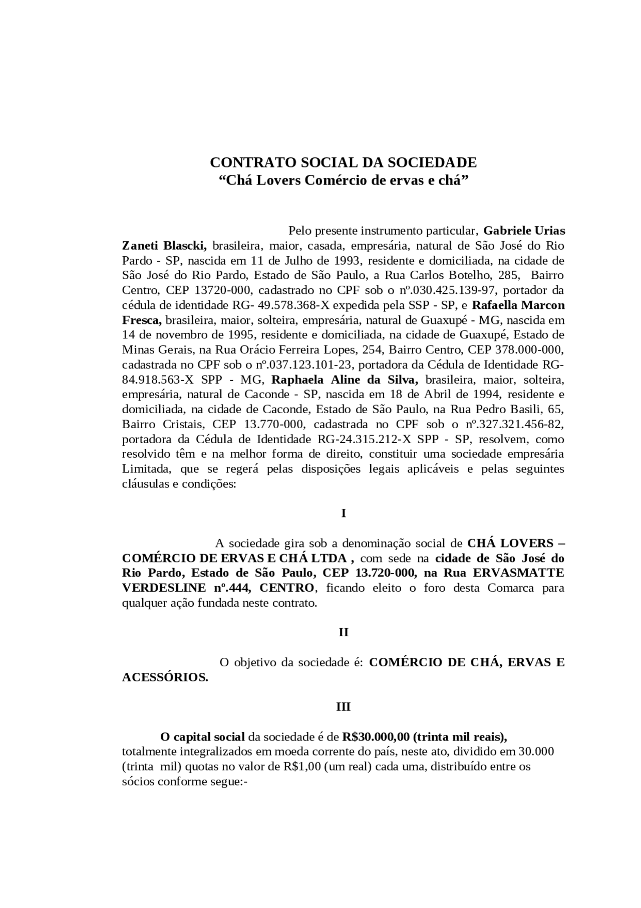 Contrato social modelo - Docsity