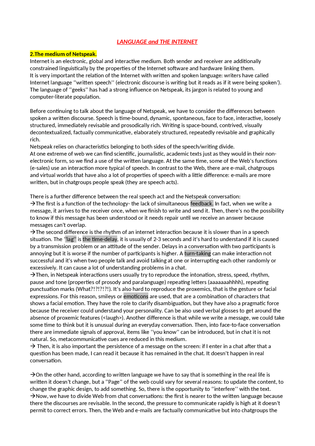 Language And The Internet Docsity