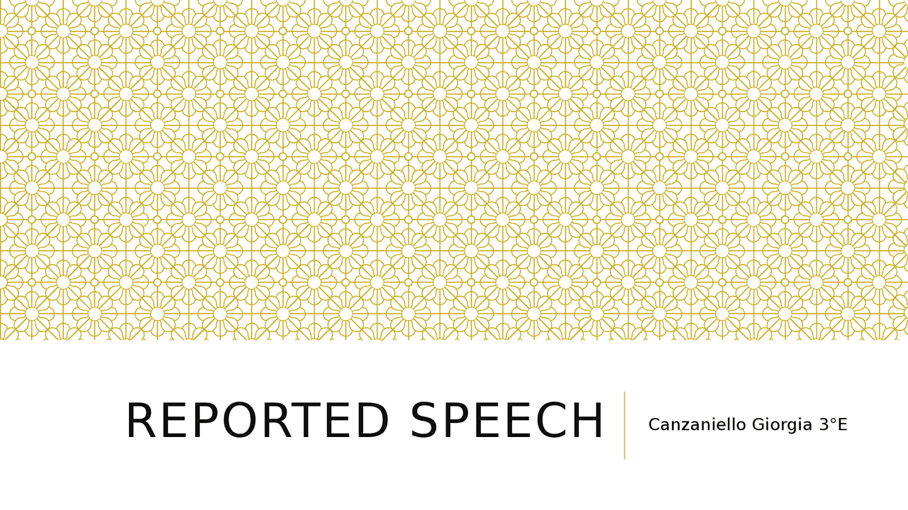 Reported Speech Docsity