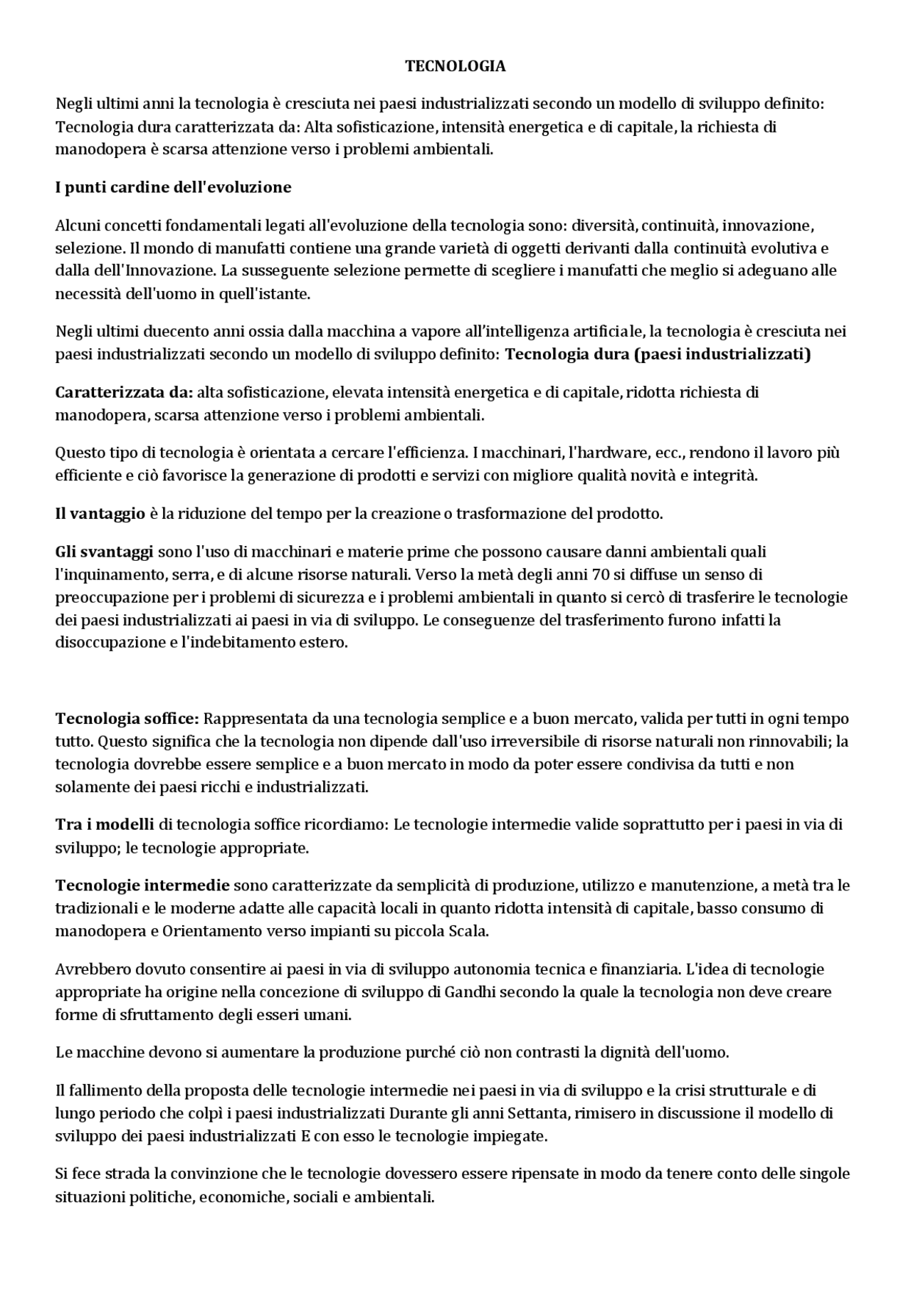 Appunti tecnologia dei cicli produttivi - Docsity