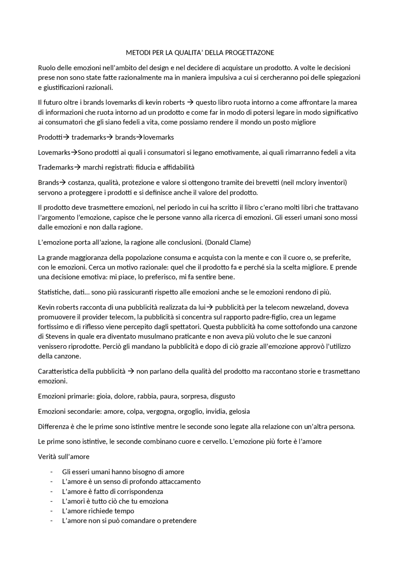 Metodi Per La Qualità Della Progettazione Docsity