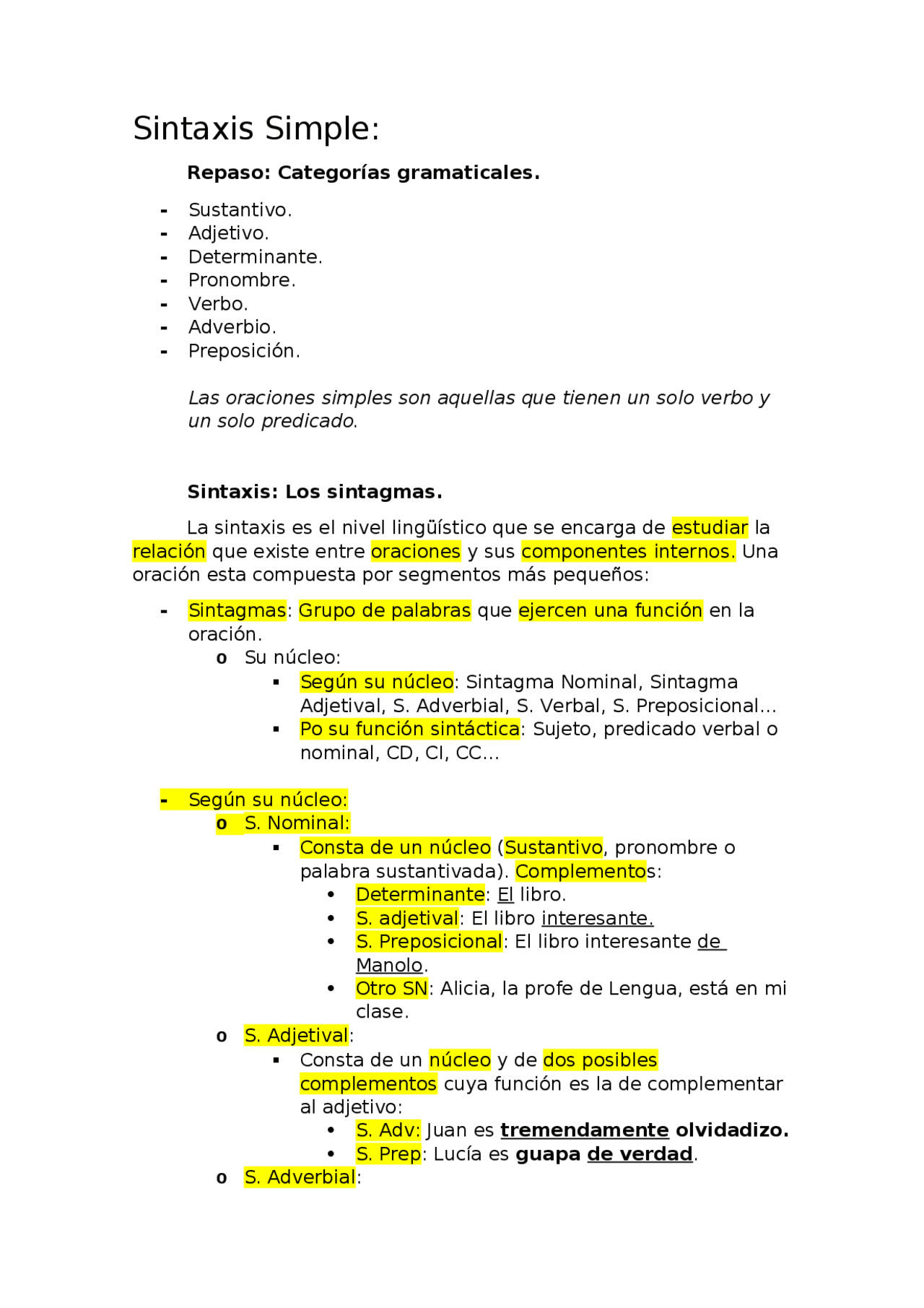 Sintaxis simple. ESO - Docsity