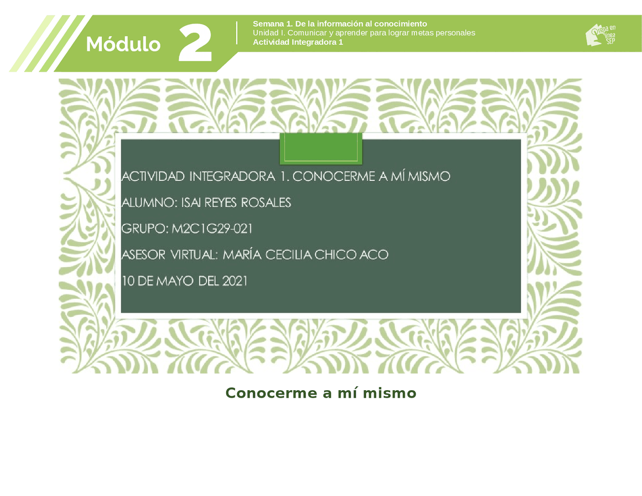 Modulo 2 semana 1 actividad integradora 1 - Docsity
