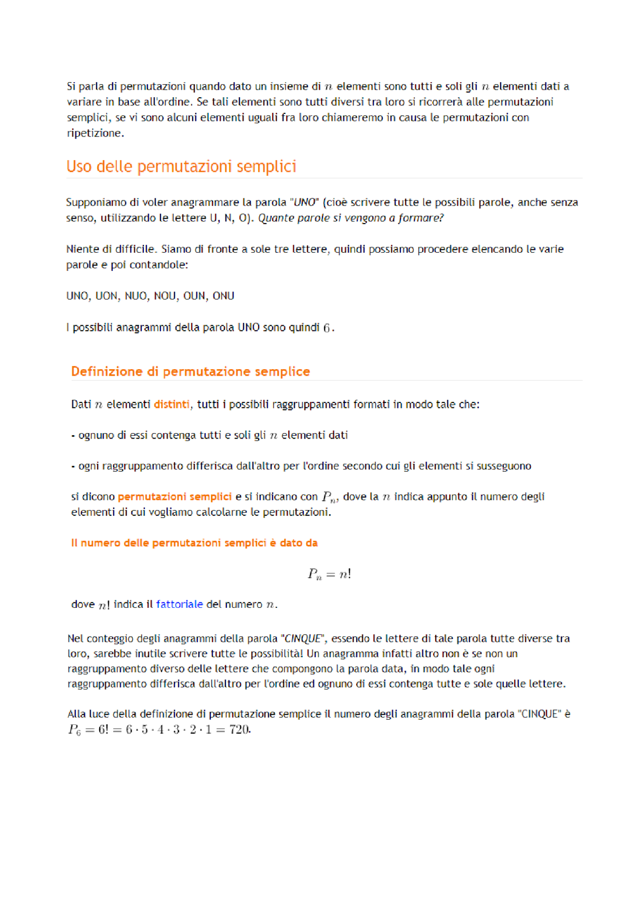 Calcolo Combinatorio Docsity