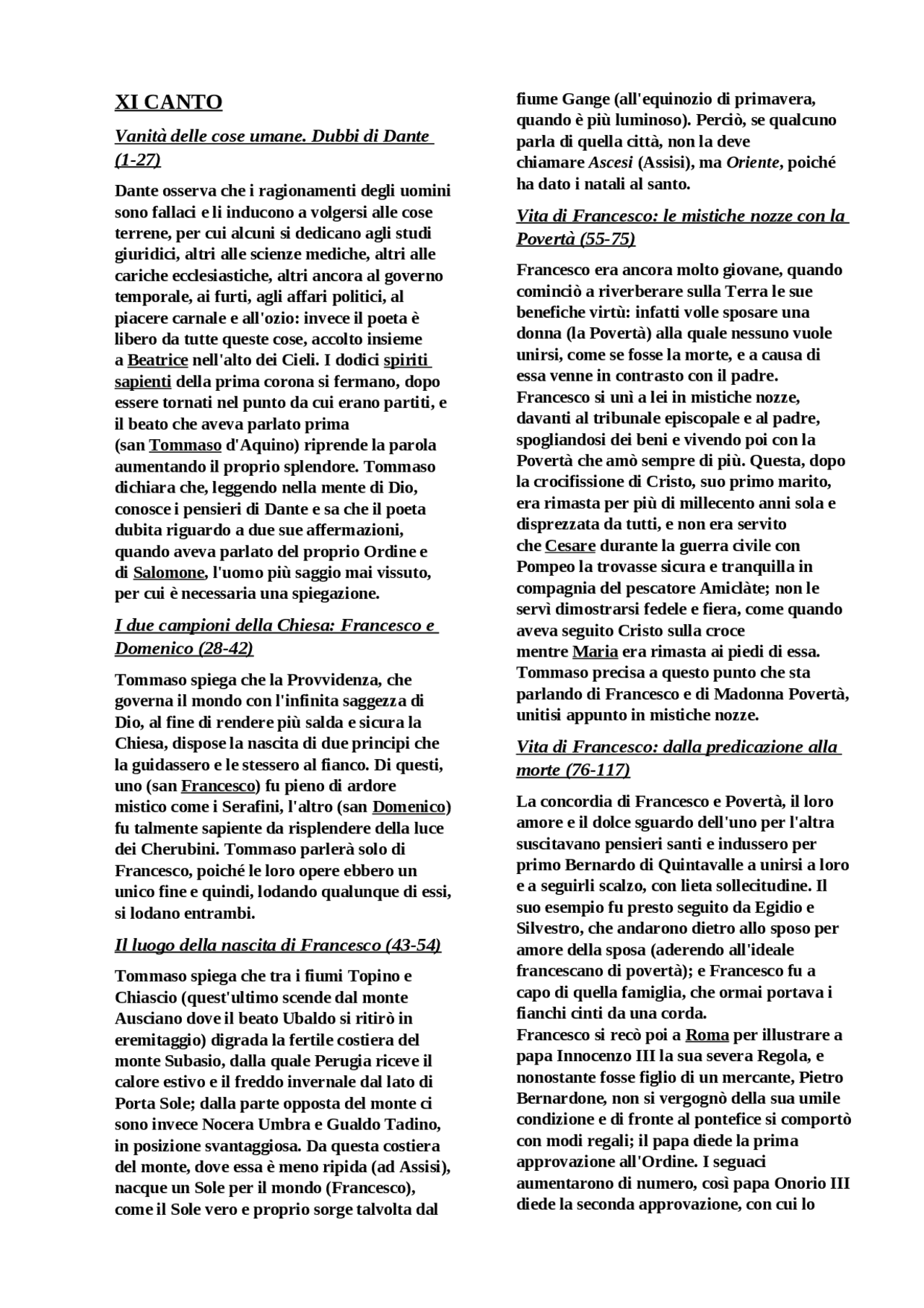 Analisi Sul Xi Canto Paradiso Docsity
