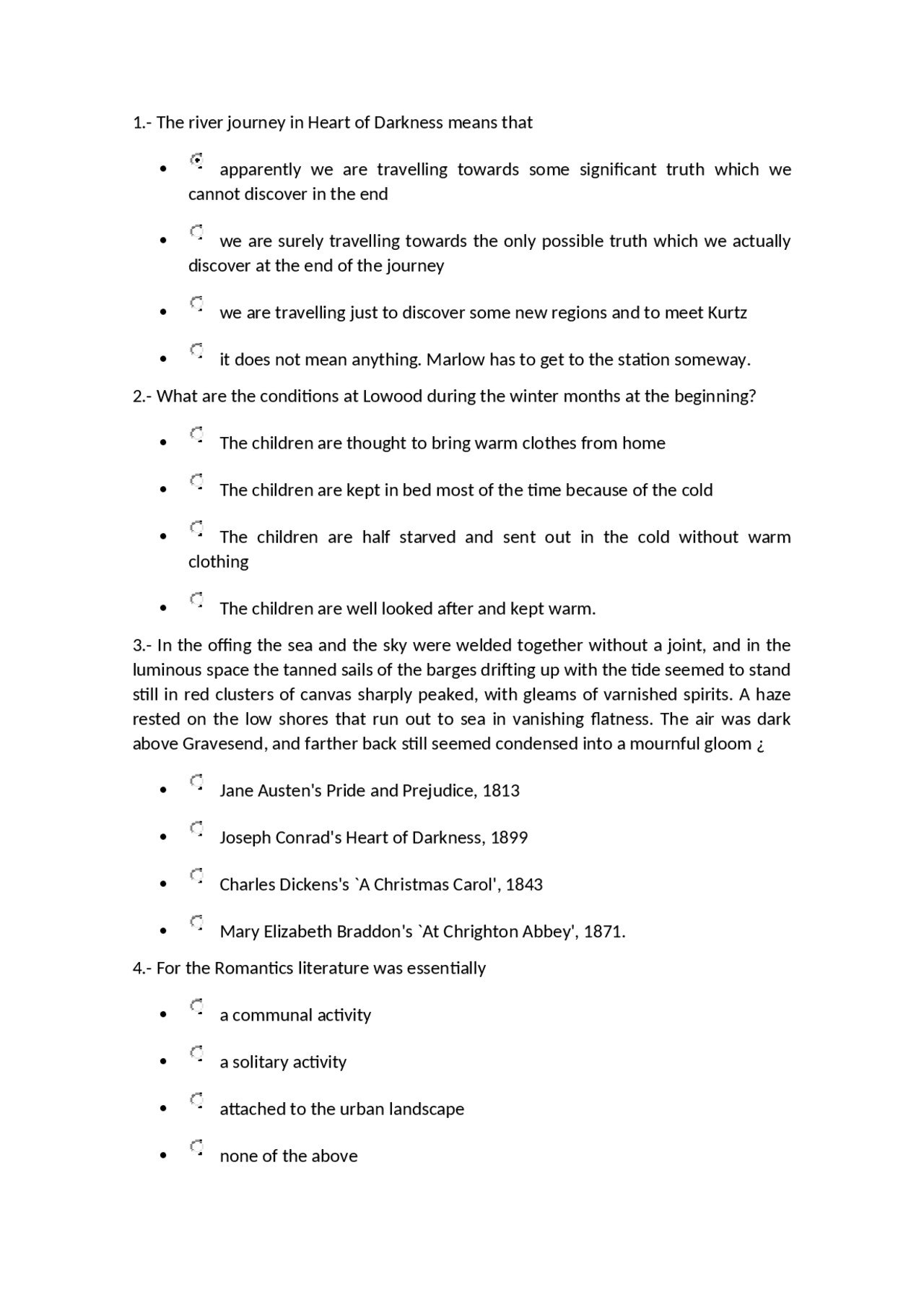 Mock exam questions: questions from the literature readings | Exámenes ...