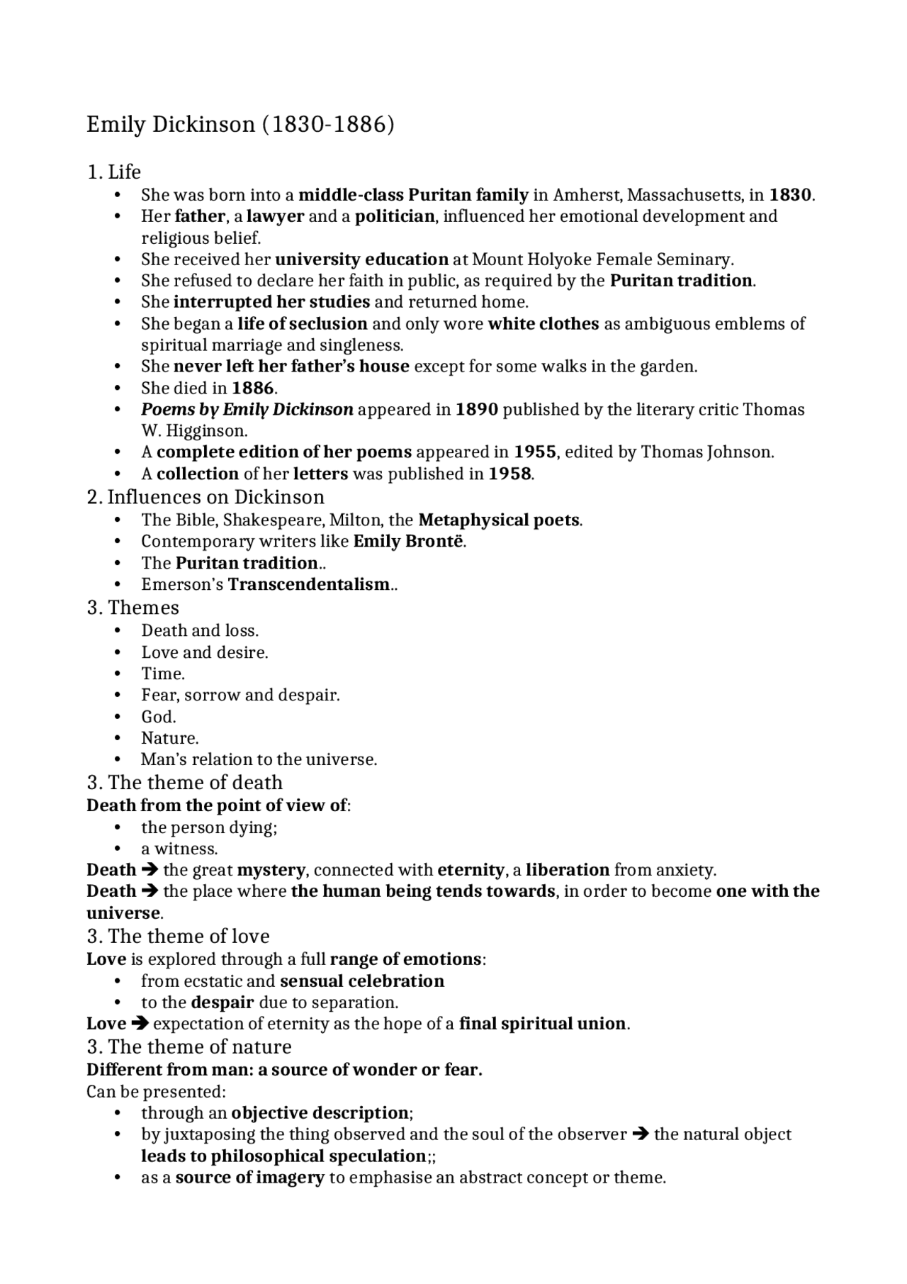 Emily dickinson word - Docsity