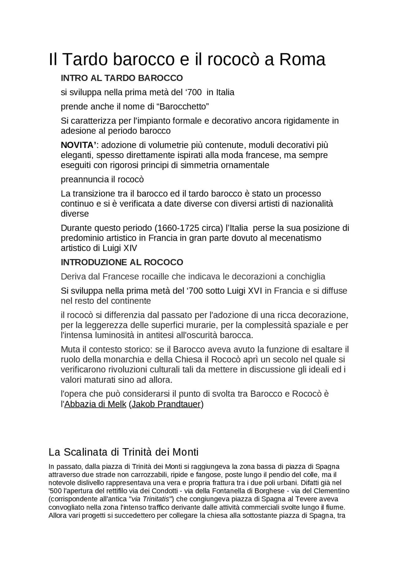 Il tardo barocco e il rococò a roma - Docsity