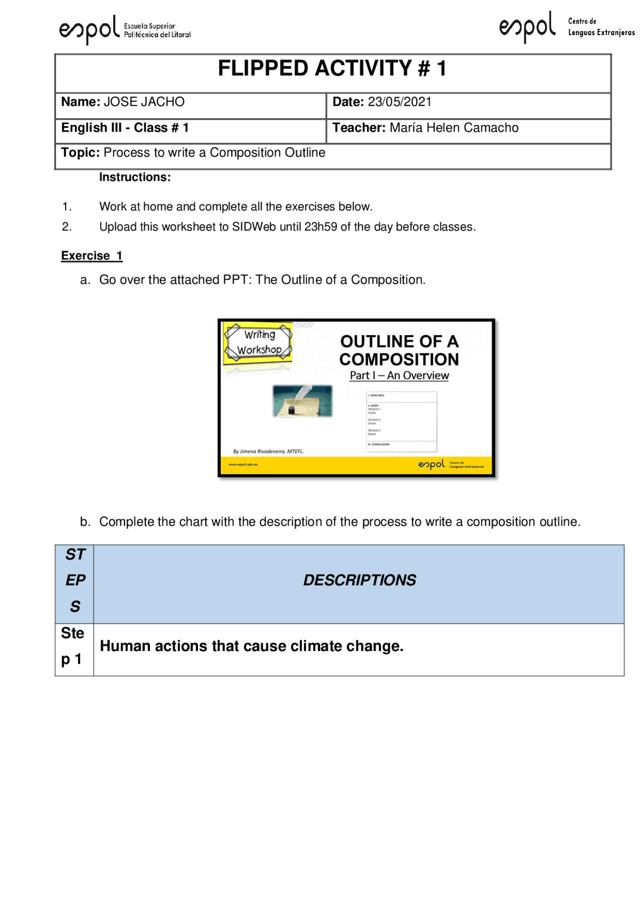 Example of draft and elaboration of draft - Docsity