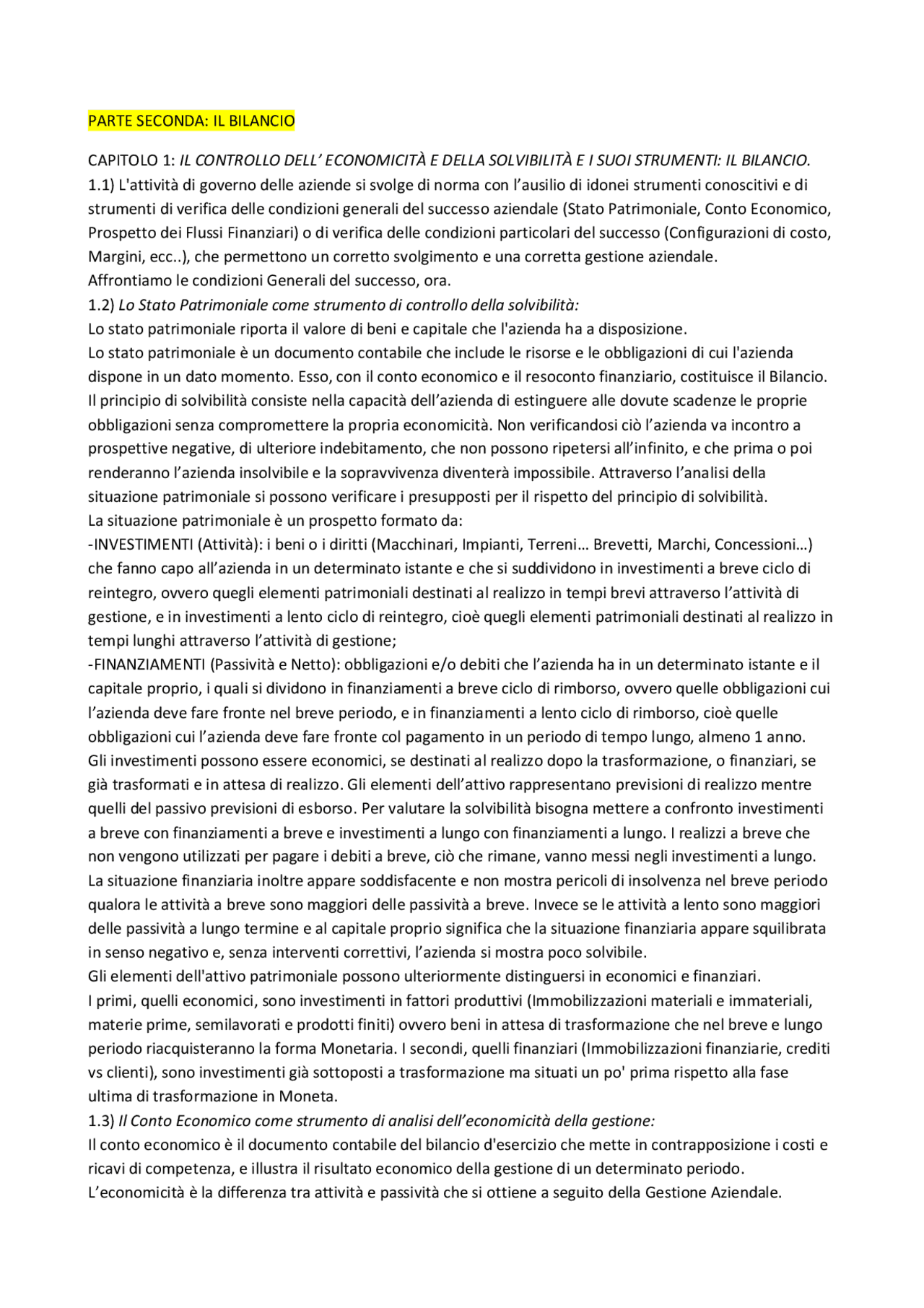 Materiale Bilanci Aziendali Docsity