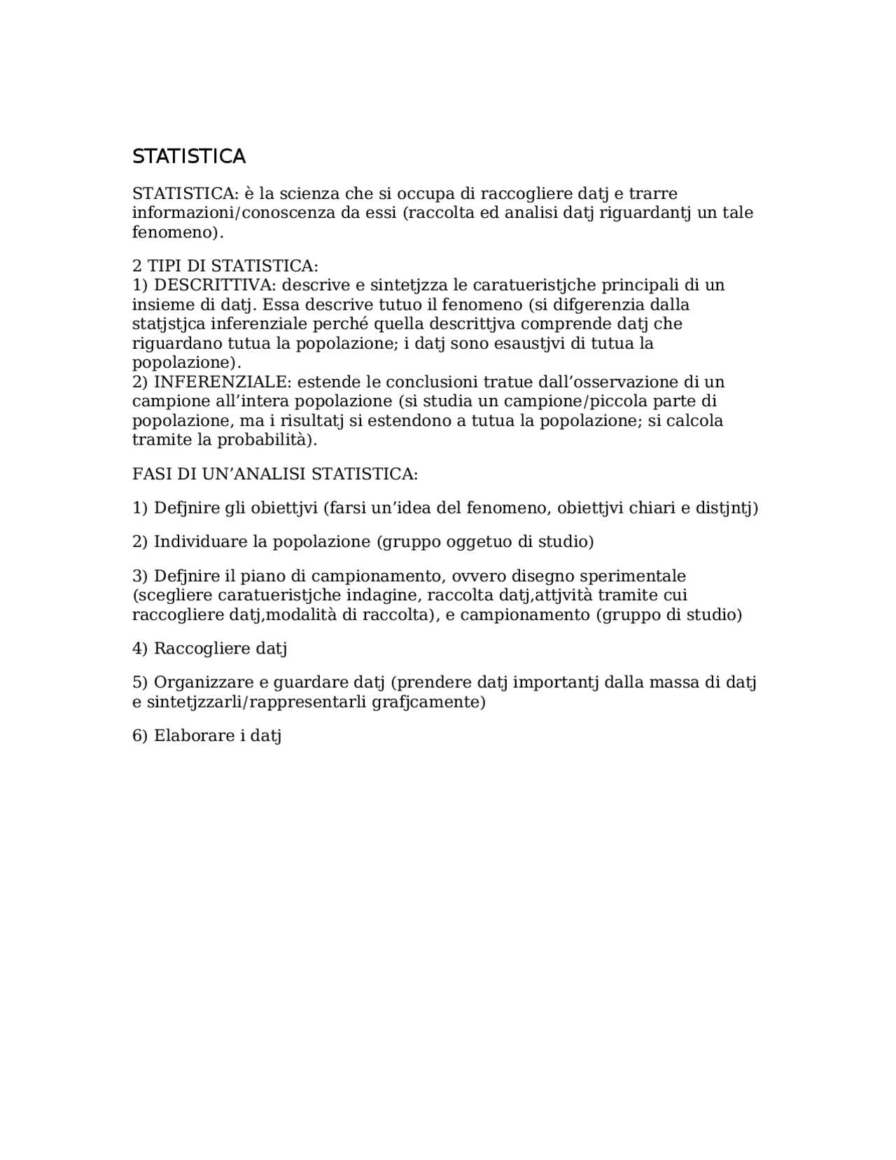 Appunti Di Statistica Presi A Lezione Docsity