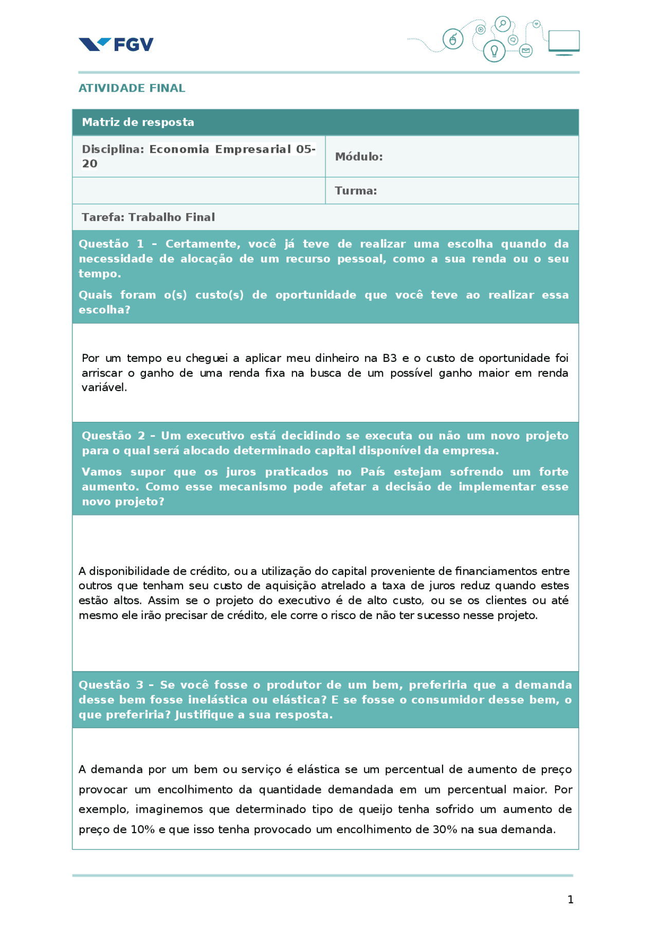 Trabalho final economia FGV - Docsity