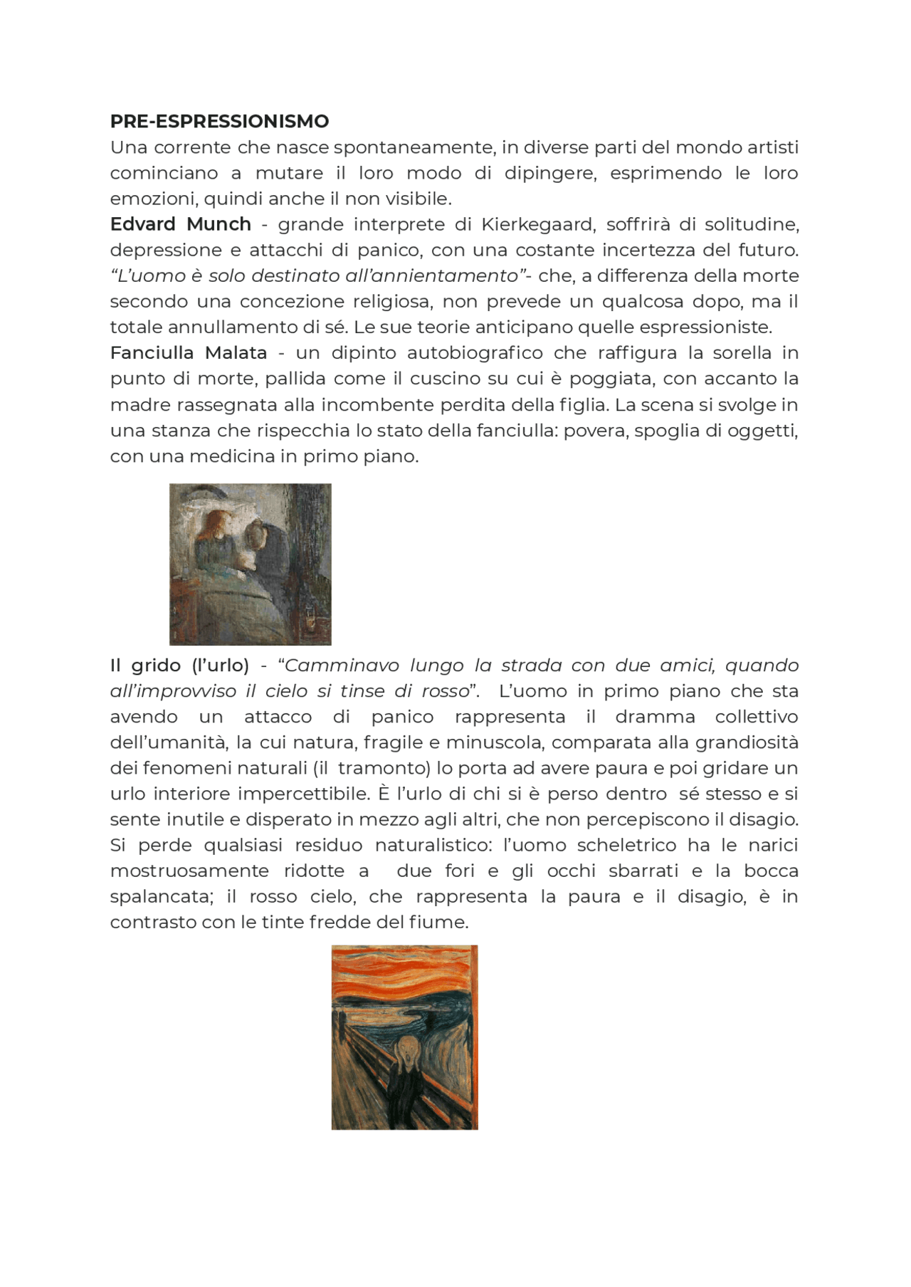 Edvard Munch / Pre-espressionismo - Docsity