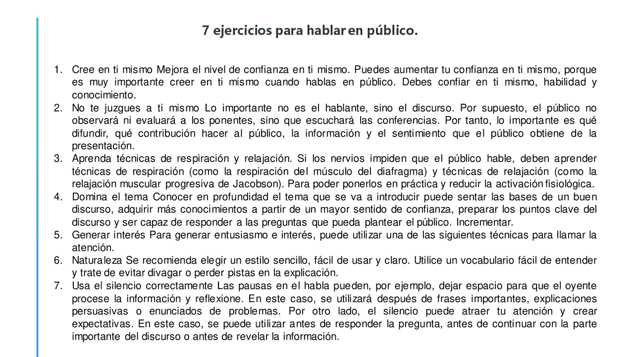 Ejercicios para hablar en público - Docsity