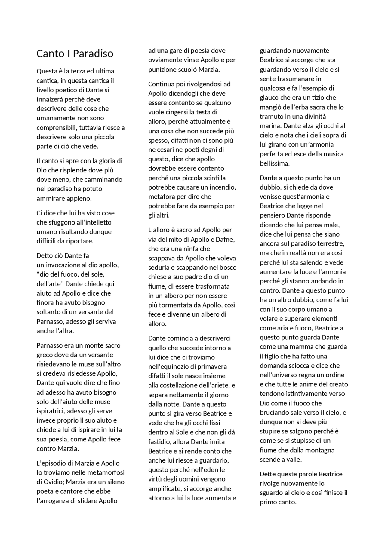 Paradiso Divina Commedia Docsity