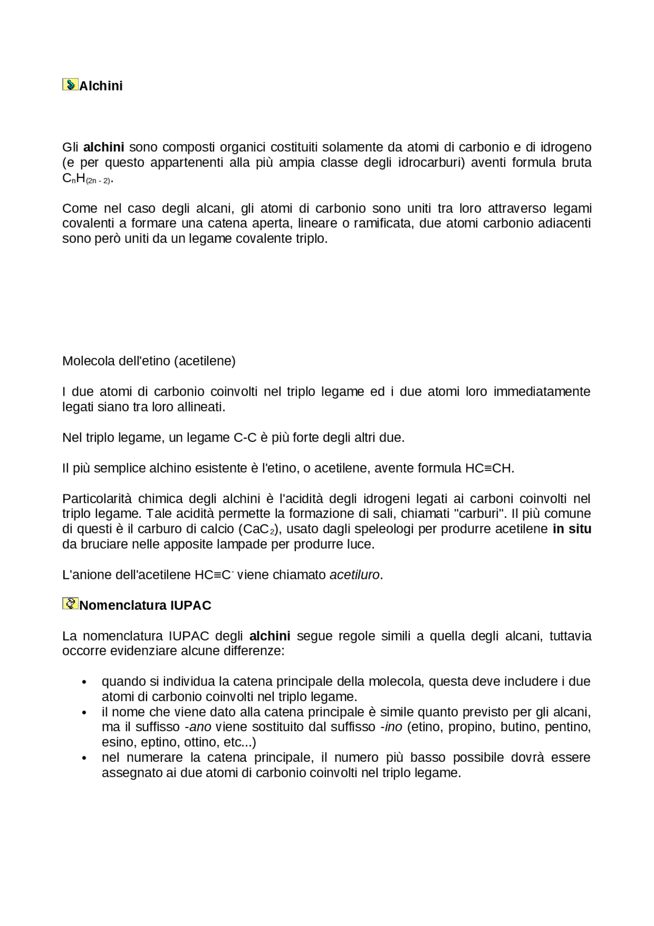 Alchini Nomenclatura Docsity