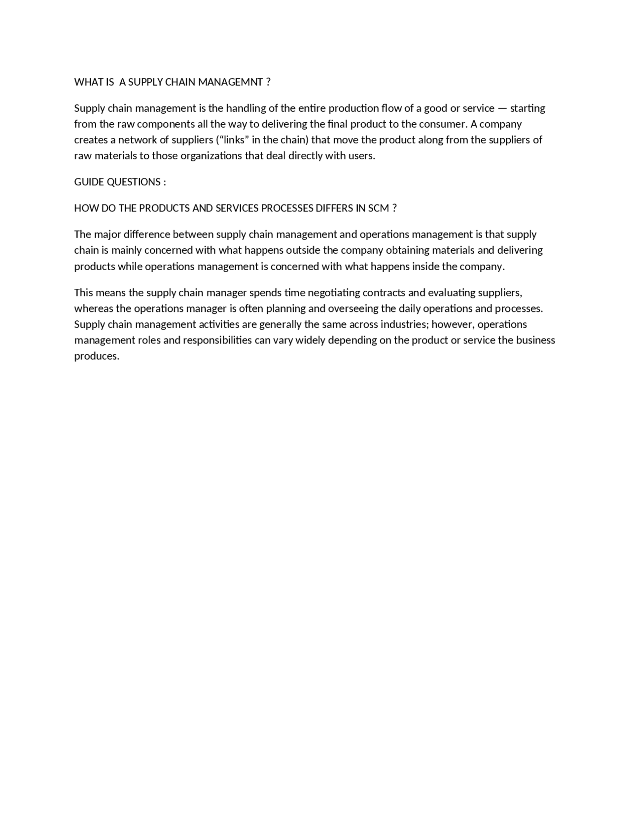 Supply Chain Management Scm Docsity
