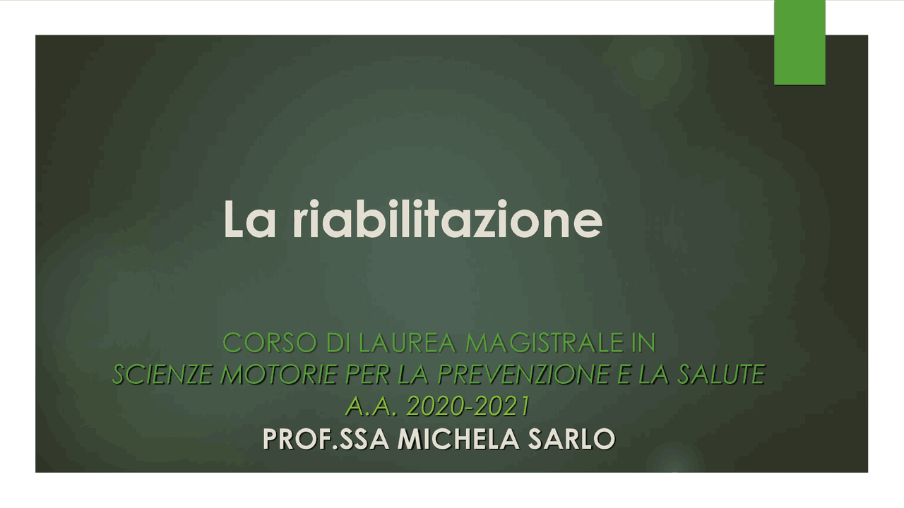 Riabilitazione Scienze Motorie Docsity