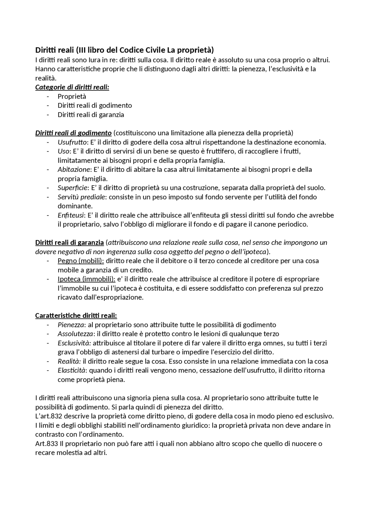 Diritto Privato Diritti Reali Dispense Di Diritto Privato Docsity