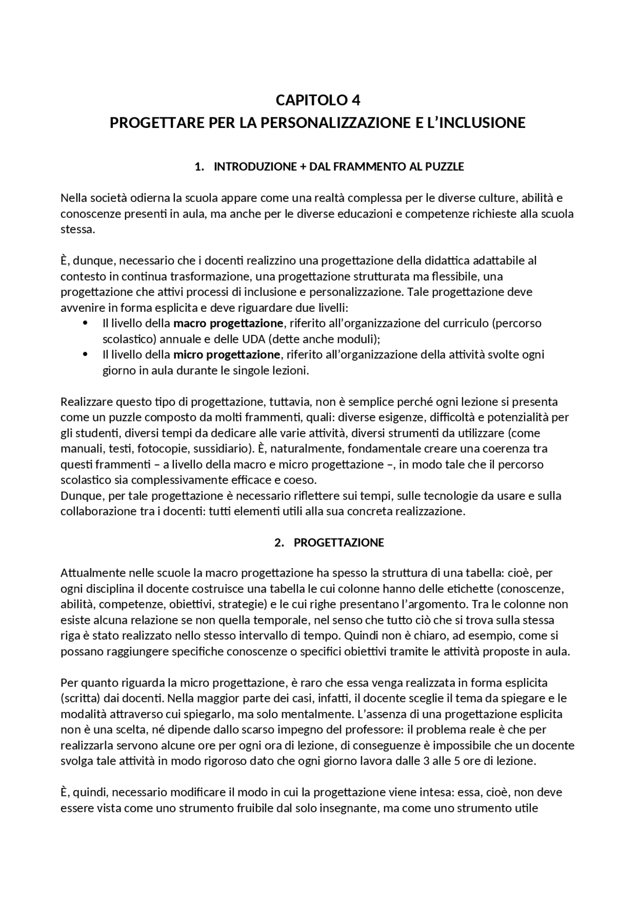 Riassunto Capitolo 4 Per Una Didattica Dellinclusione Docsity