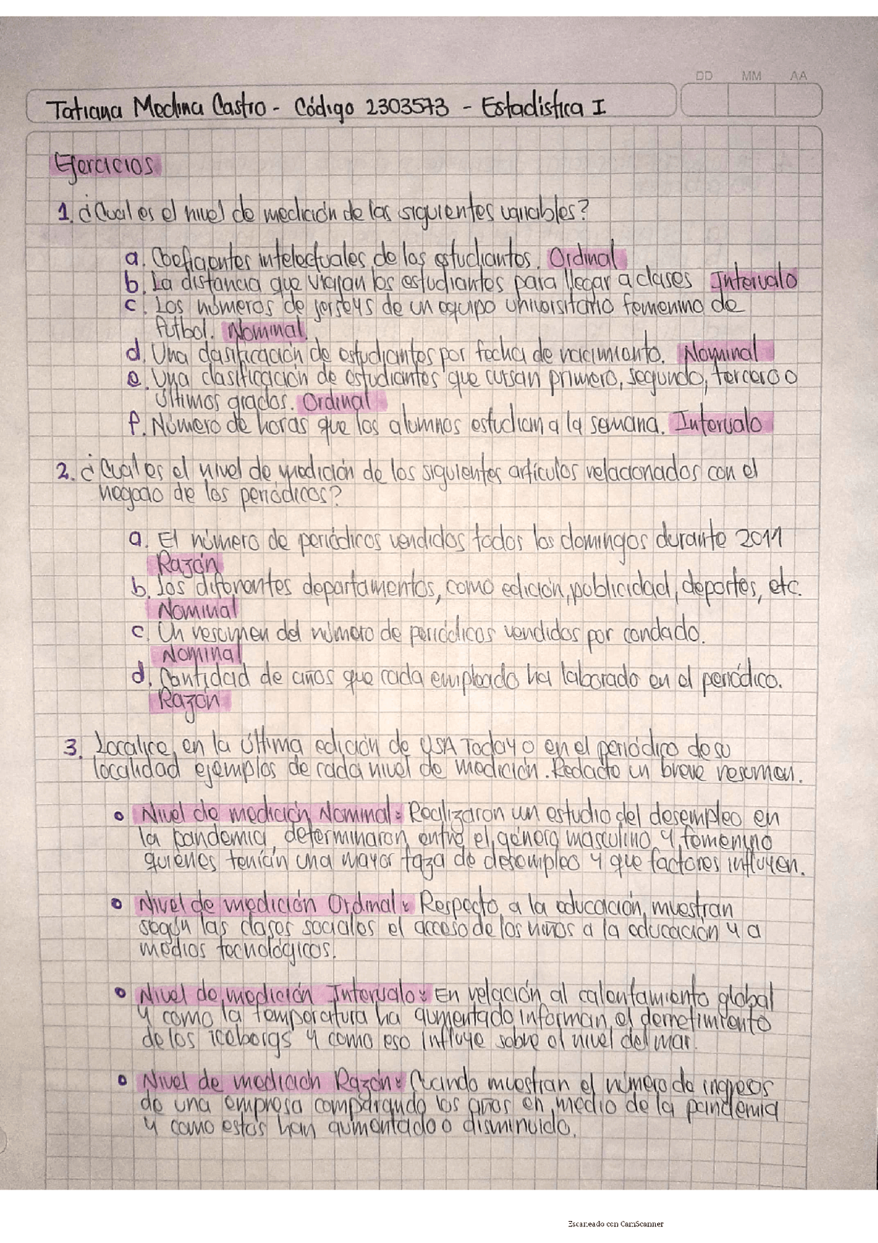 Taller de ejercicios - Docsity