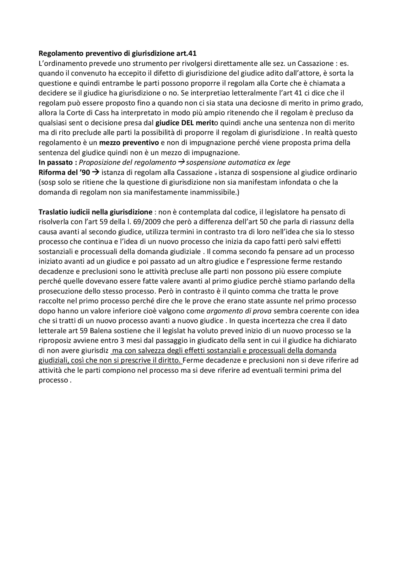 Schema del regolamento preventivo di giurisdizione - Docsity