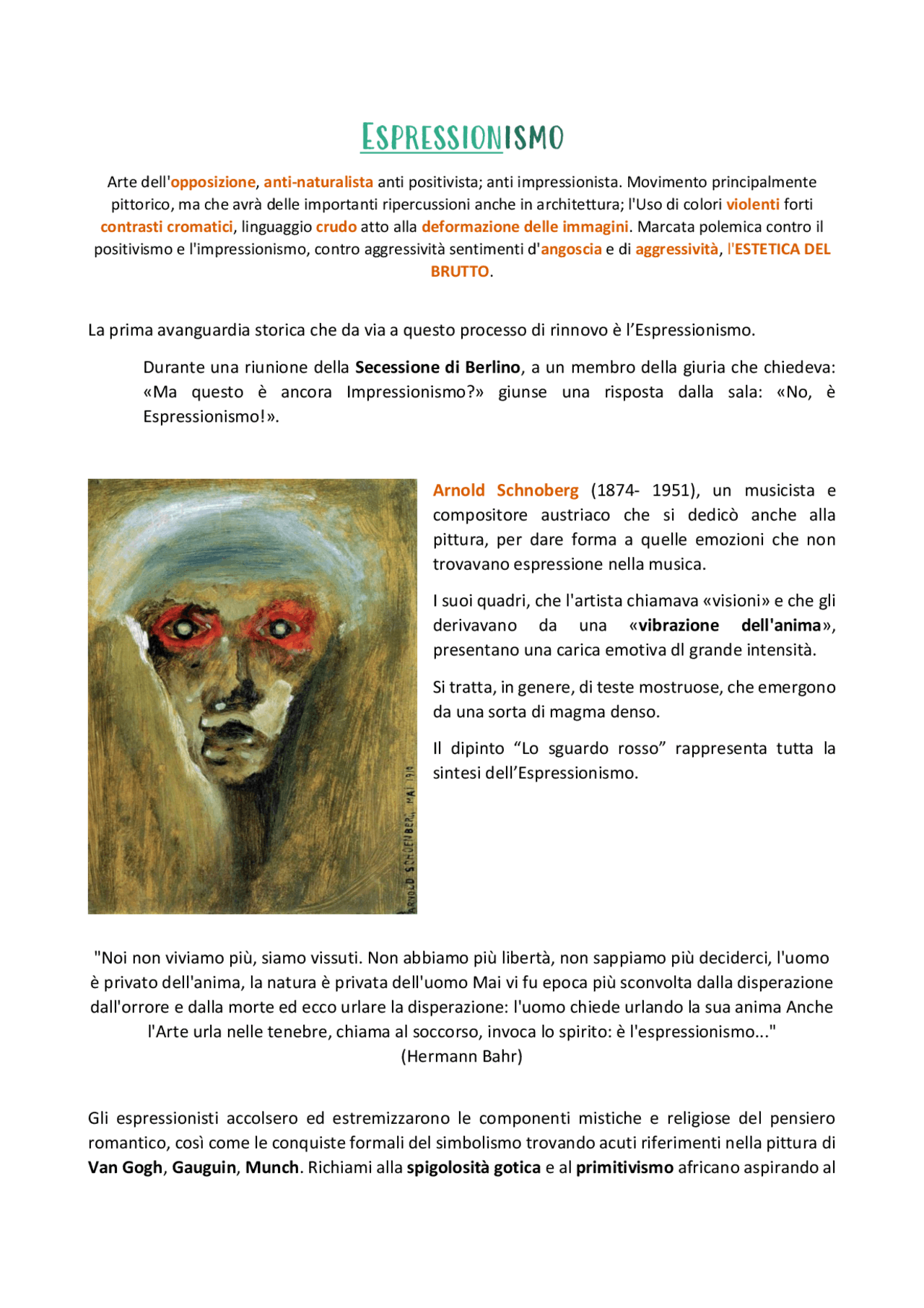 Avanguardie: Espressionismo - Docsity