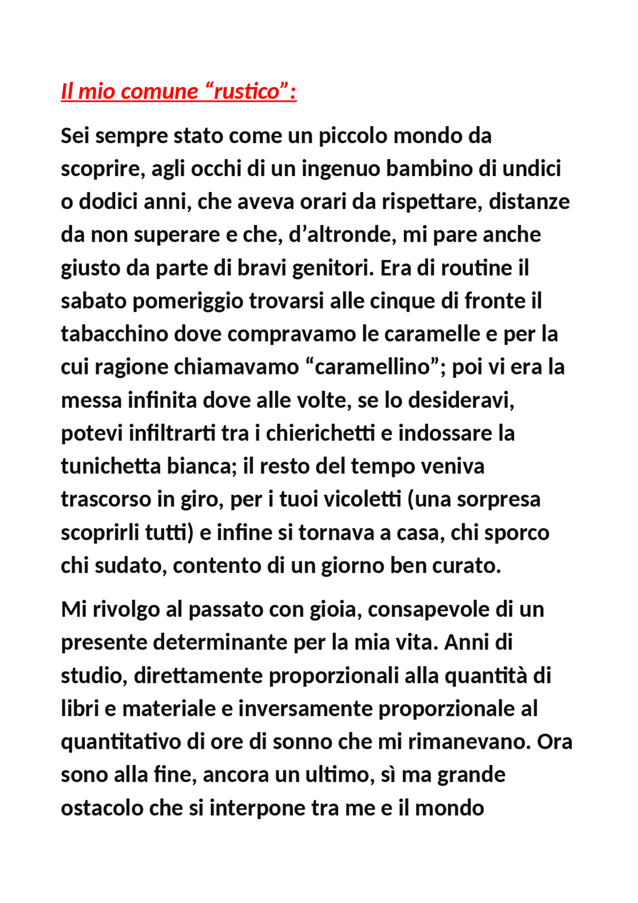 Il mio comune rustico - Docsity