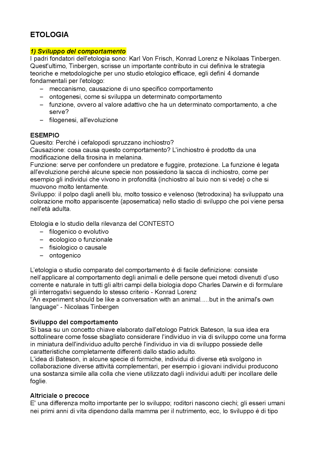 Etologia, Branchi Igor - Docsity