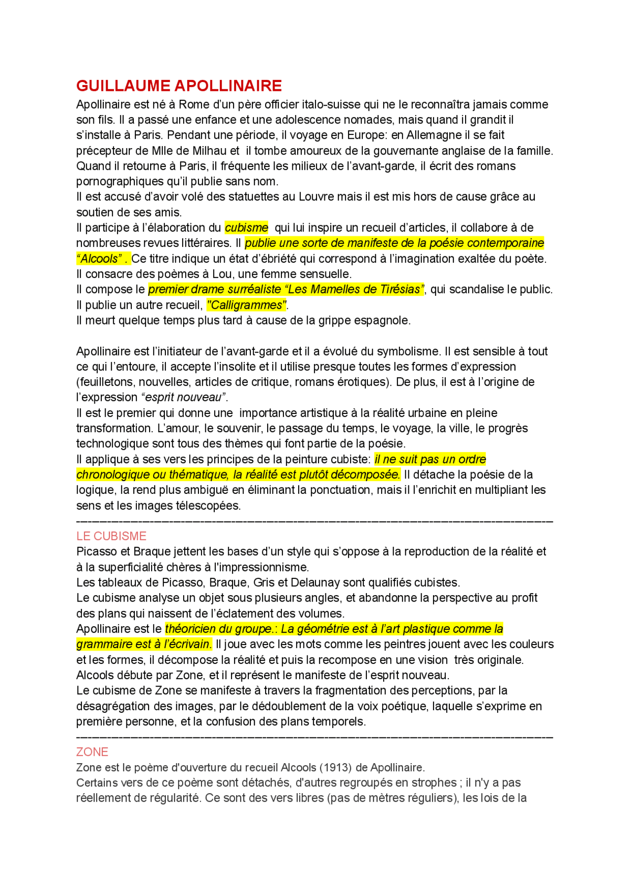 Apollinaire Guillaume Docsity