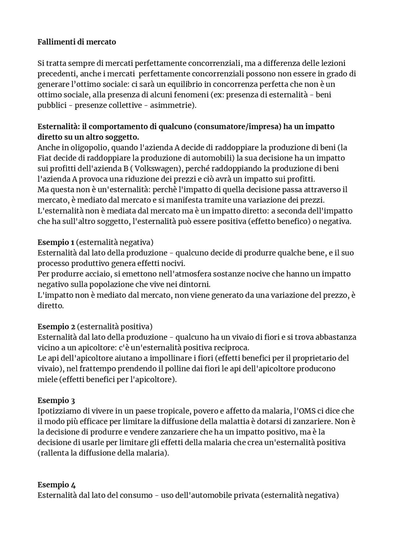 Fallimenti Di Mercato Le EsternalitÀ Docsity