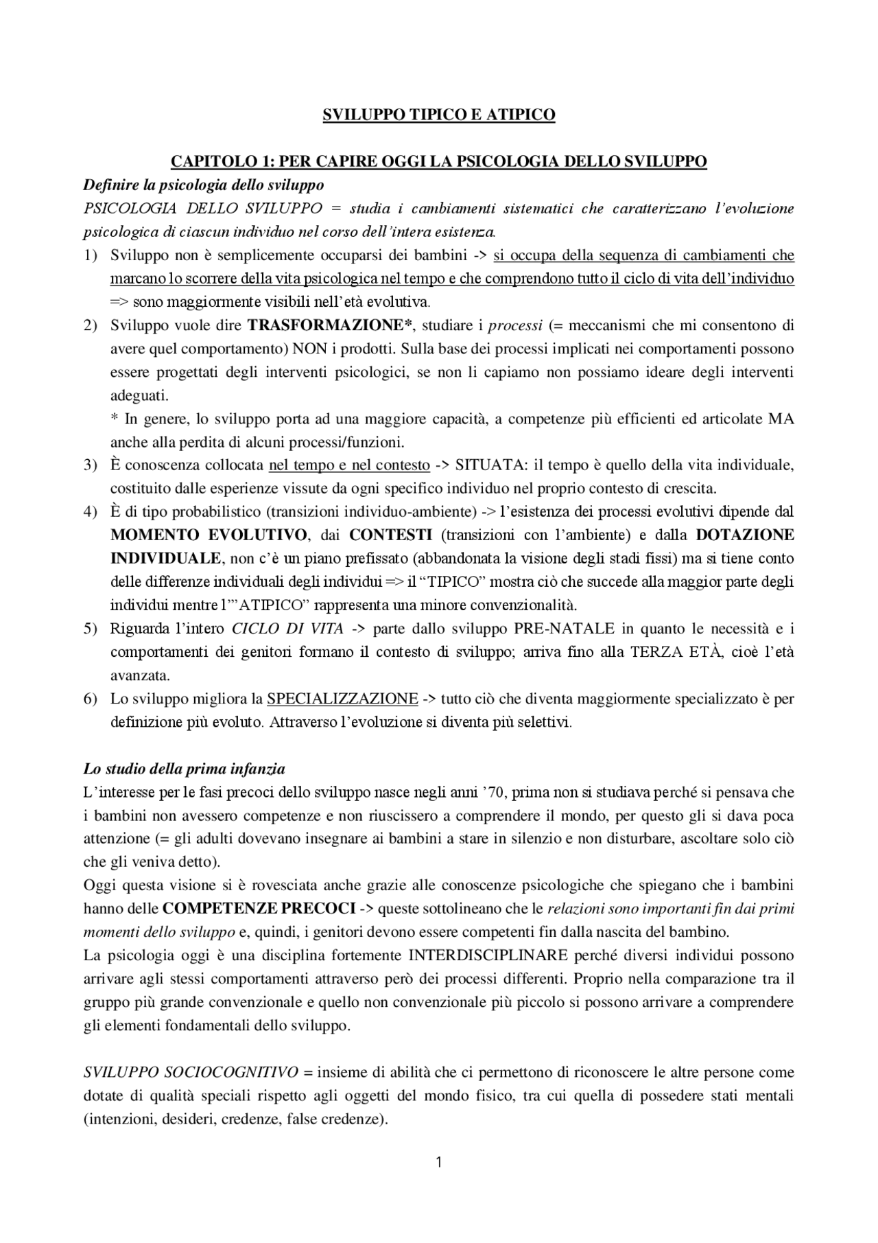 Riassunto Manuale Sviluppo Tipico E Atipico Barone Docsity