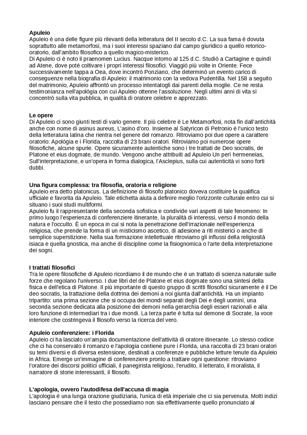 Apuleio, una figura complessa - Docsity