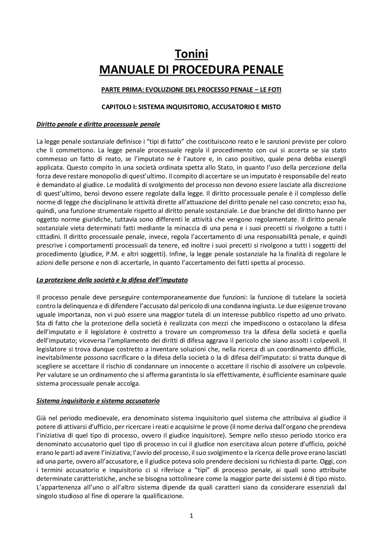 Manuale Di Procedura Penale Tonini Docsity