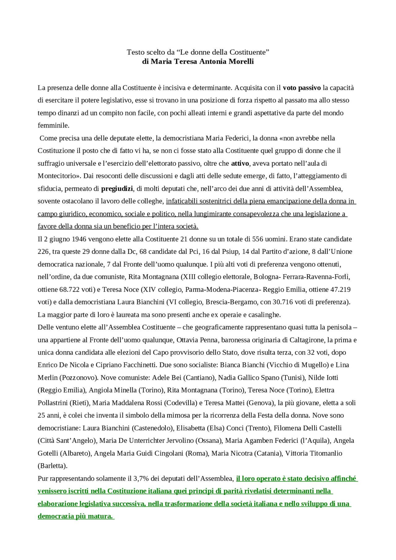 Donne E Costituzione Docsity
