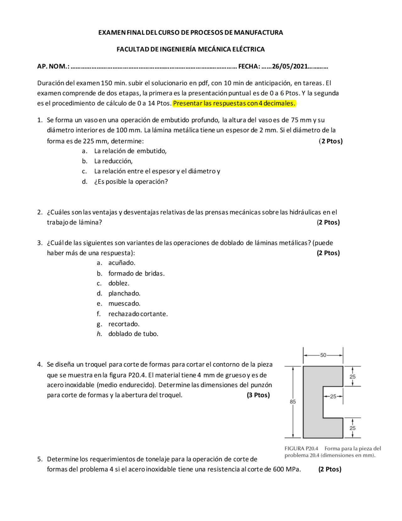Examen de ingenieria avanzada - Docsity